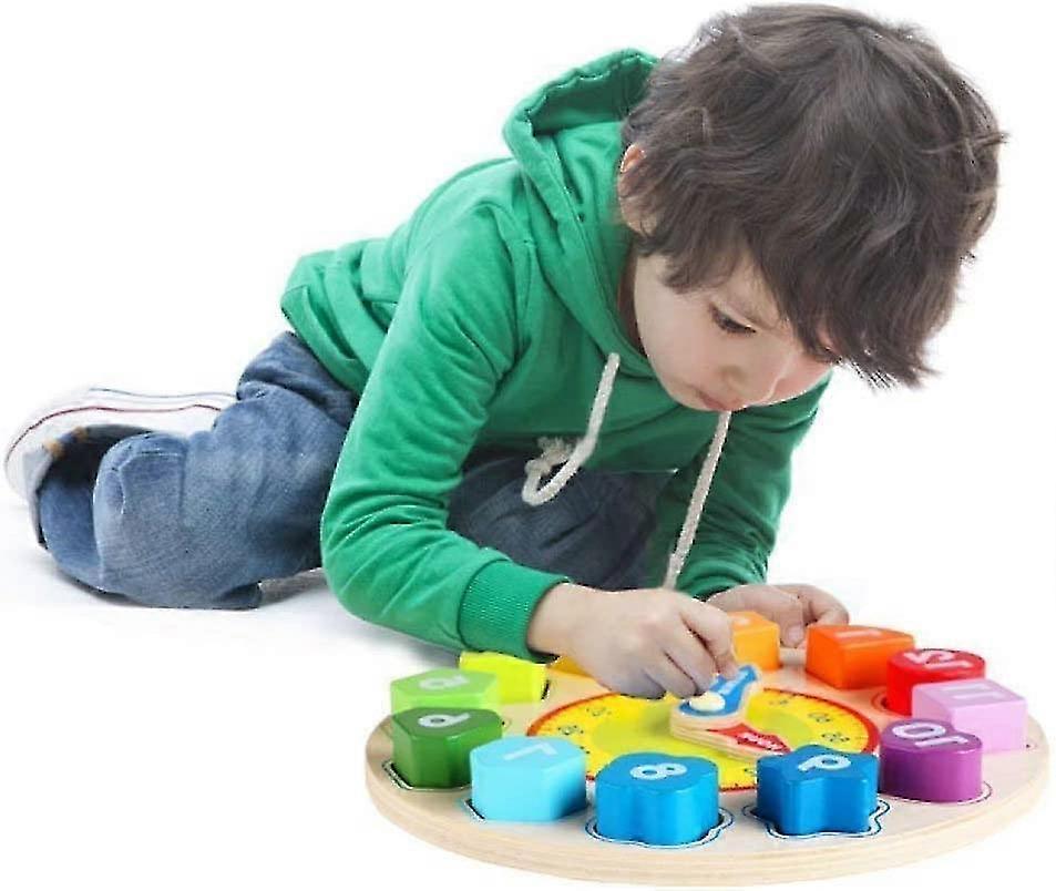 Wooden Shape Sorting Clock Toy With Number And Shape Educational Game ...
