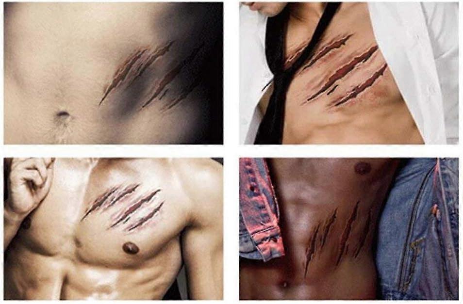 Cosplay Makeup Skämt Scratch Sår Scab Blood Scar Tatueringar Tillfällig ...