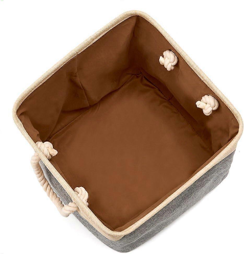 Foldable Cotton Jute Storage Box With Handle, Laundry Hamper, Storage ...