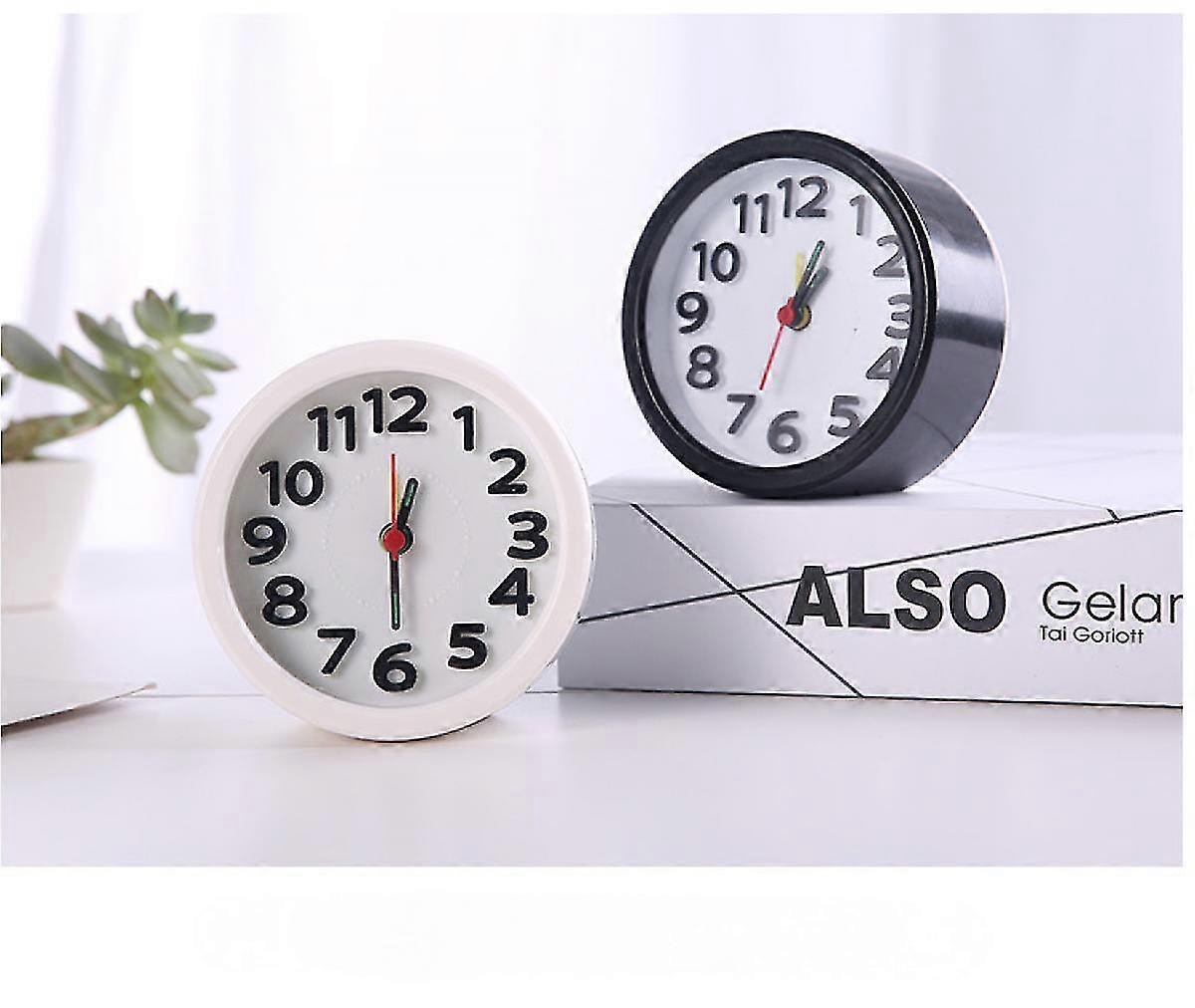 Analog Clock, Alarm Clock Battery Operated, Silent Non Ticking Desk ...