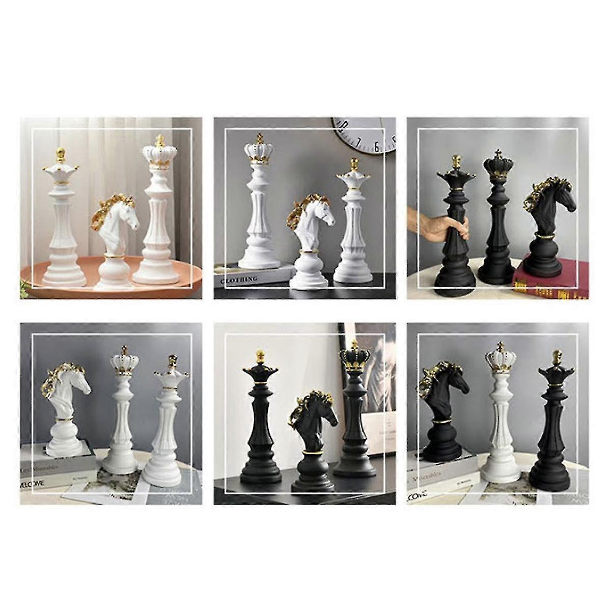Chess Resin Decor Ornament Office Figurines Queen Knight Statue ...