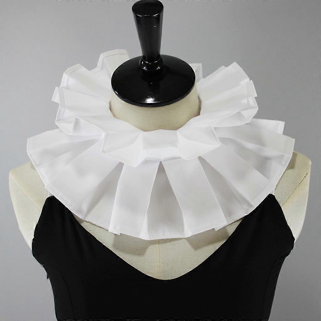 Womens Vintage Renaissance Cotton Ruffle Fake Collar Victorian White ...