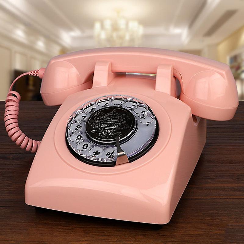 Corded telephone rotary dial home telephone orange antique old fashion ...