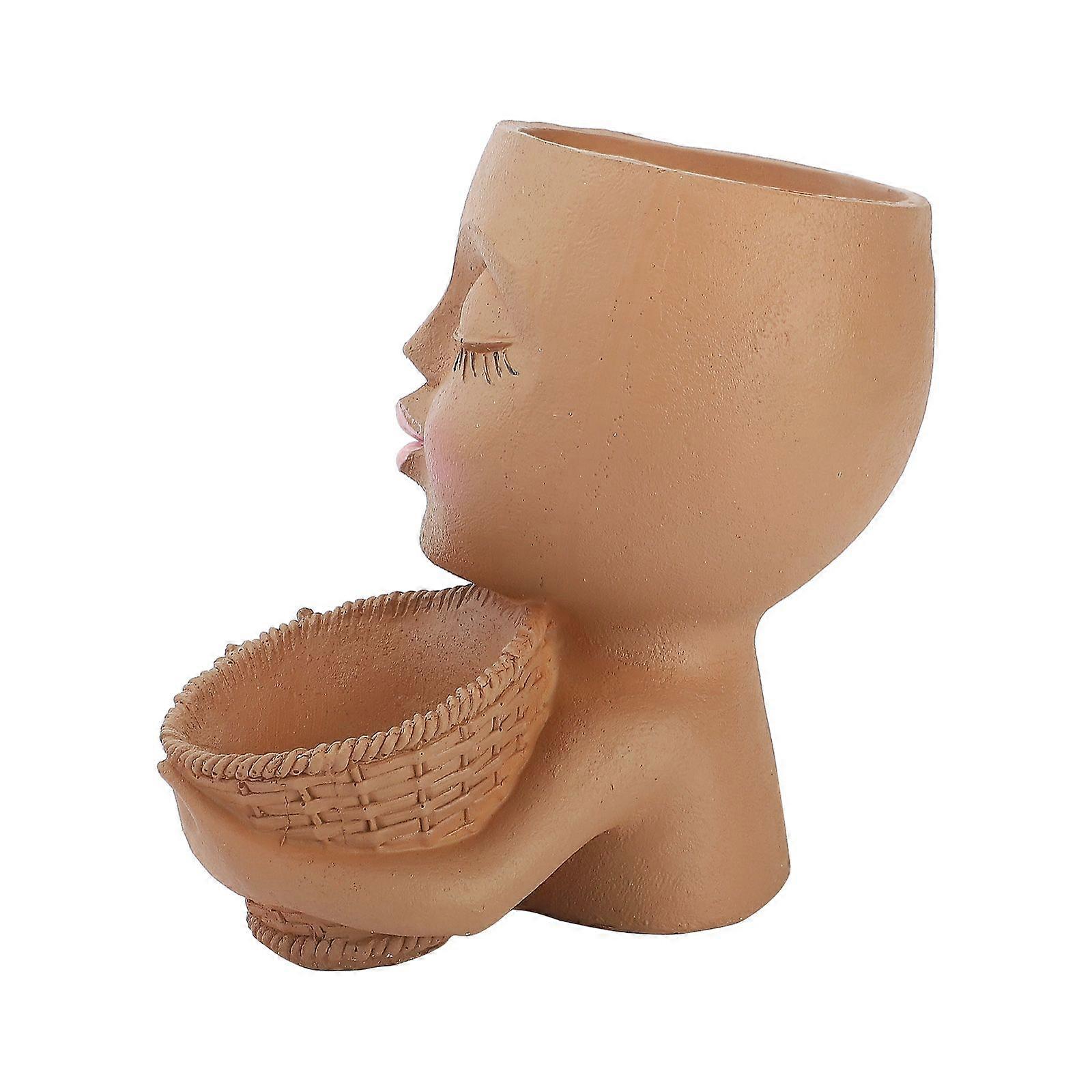 Mannequin Flower Pot Resin Creative Double Flower Pot Face Flower Pot ...