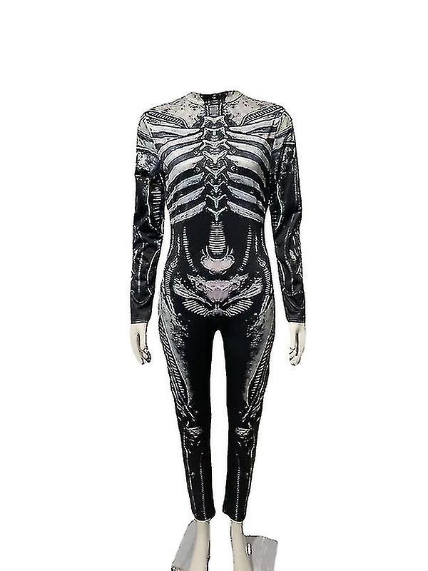 2022 New Print Halloween Horror Human Skeleton Uniform Tight Jumpsuit ...