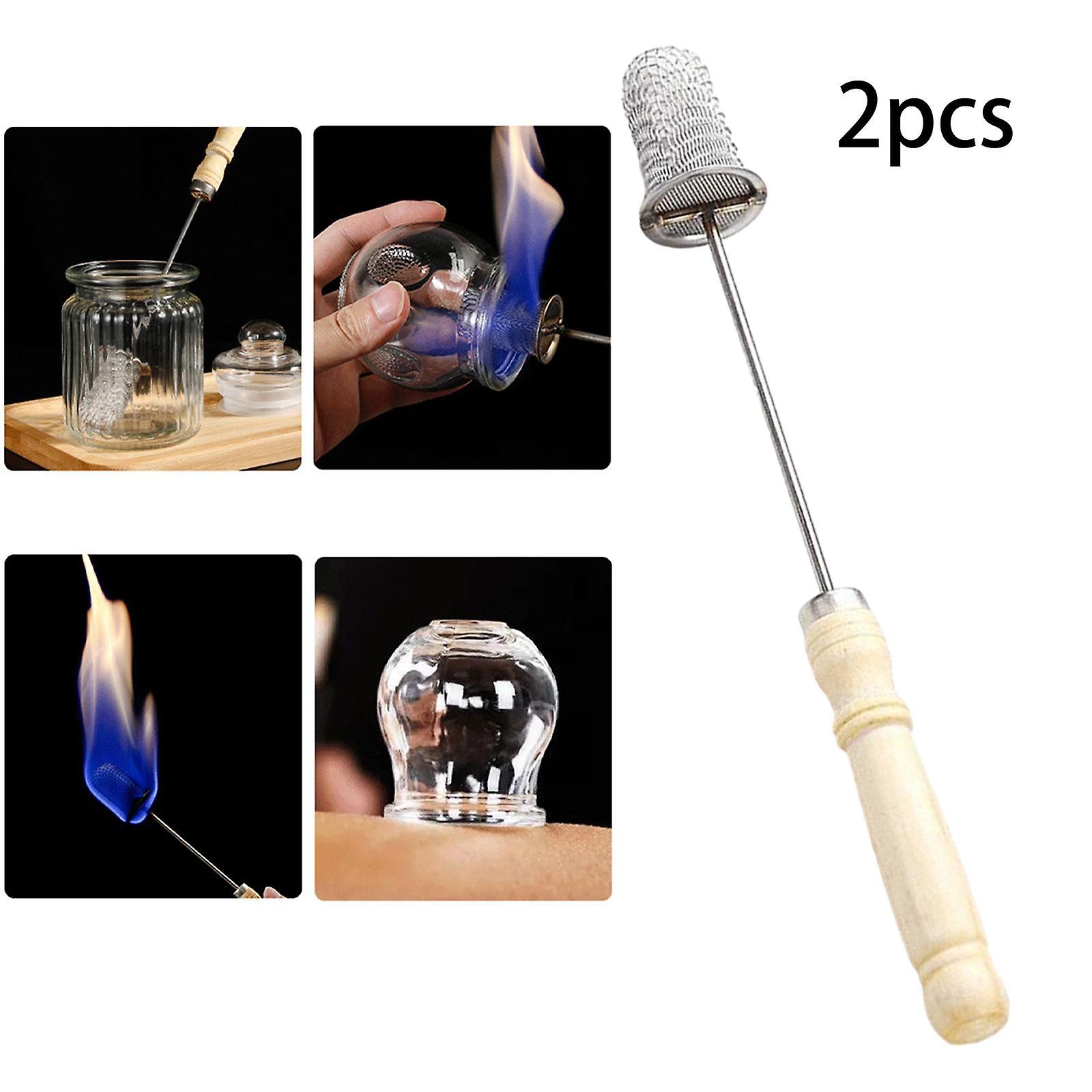 2 Pieces Cupping Torch Vacuum Cupping Stainless Steel Cupping Set Igniters Massage Tool Mesh ...