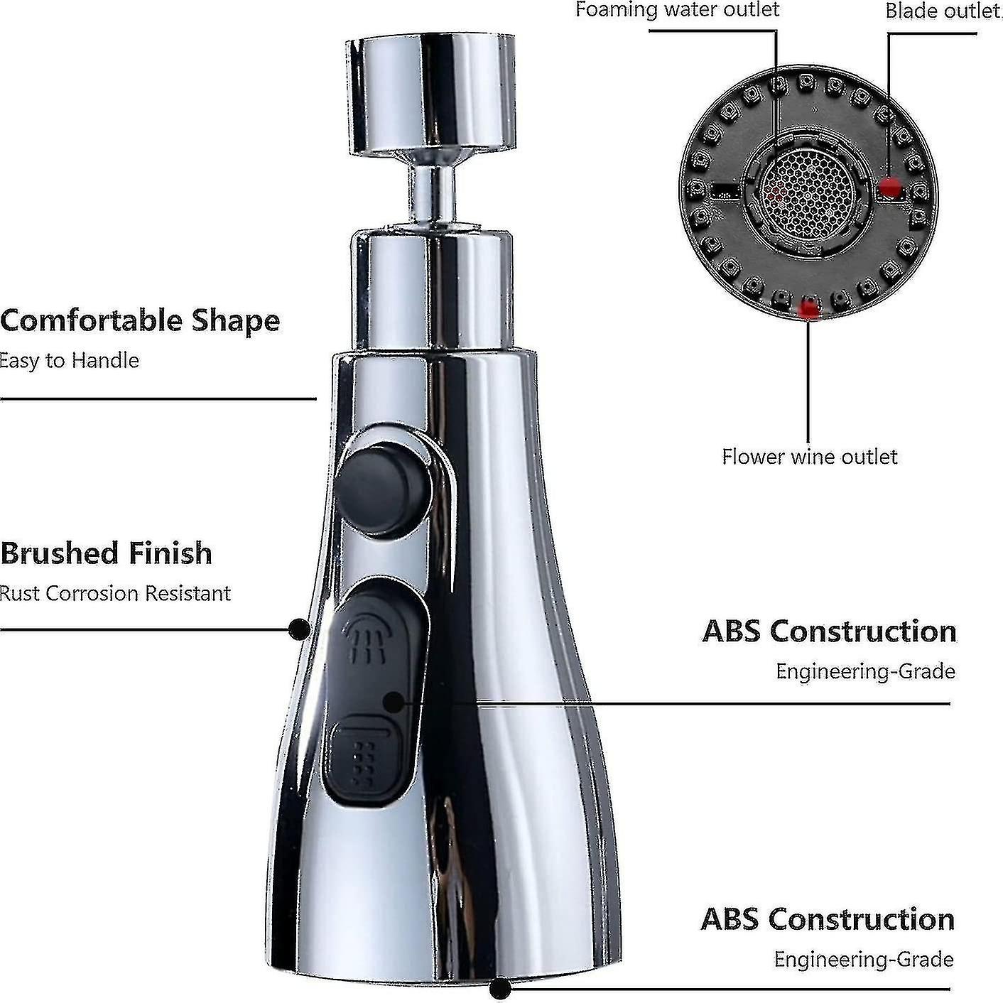 Faucet Head, Kitchen Sink Faucet Extender with 360 Degree Swivel Spout ...