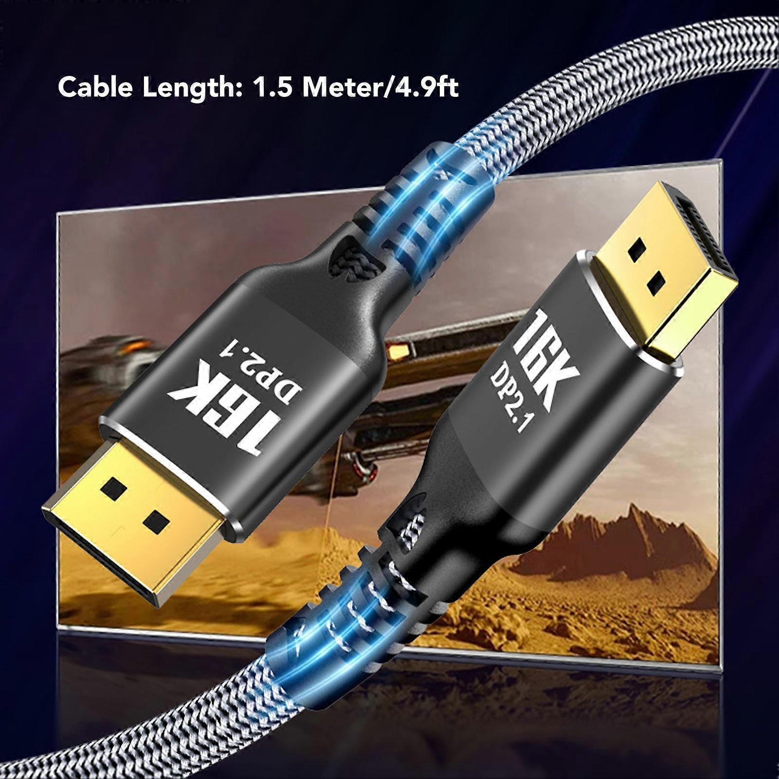 DisplayPort 2.1 Cable 16K 30Hz 40Gbps 3D Dynamic HDR Male to Male ...