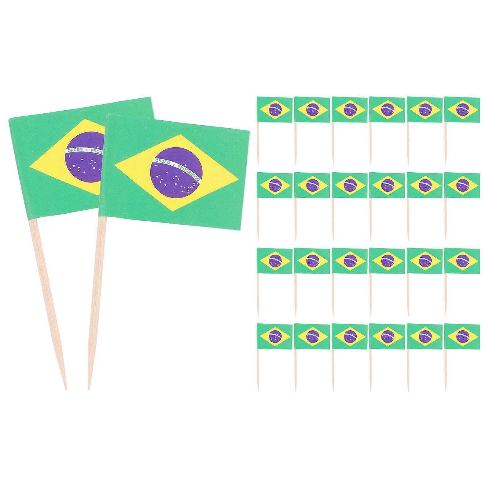 100pcs Brazil Flag Toothpicks Brazilian Toothpick Flags Small Cupcake ...