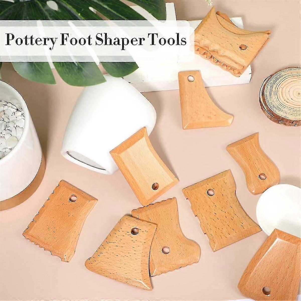 12 Pieces Pottery Trimming Tools Pottery Clay Foot Shaper Tools Texture Wooden Profile Rib ...