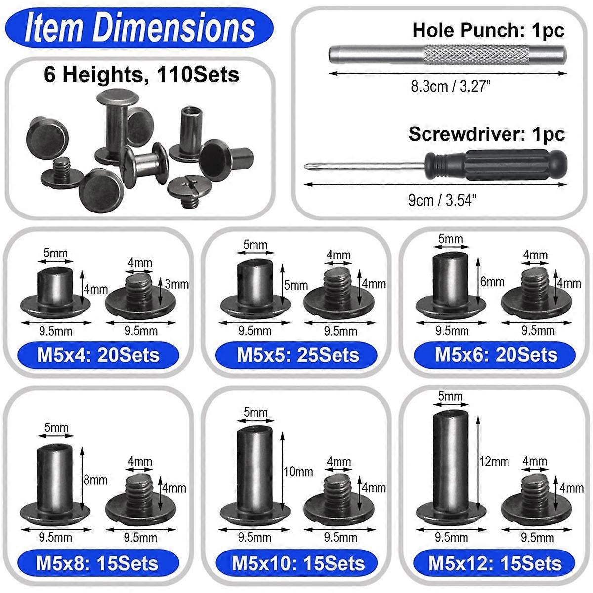 Chicago Screw Leather Rivets Assorted Screw Rivets M5 Chicago Binding ...