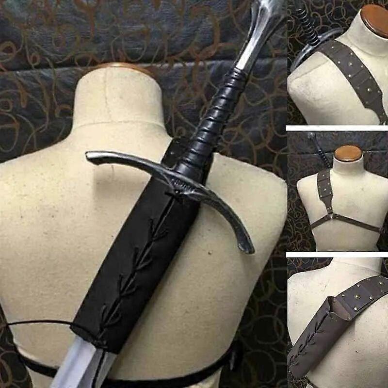 Retro Leather Adjustable Shoulder Back Sword Holder Medieval Armor ...