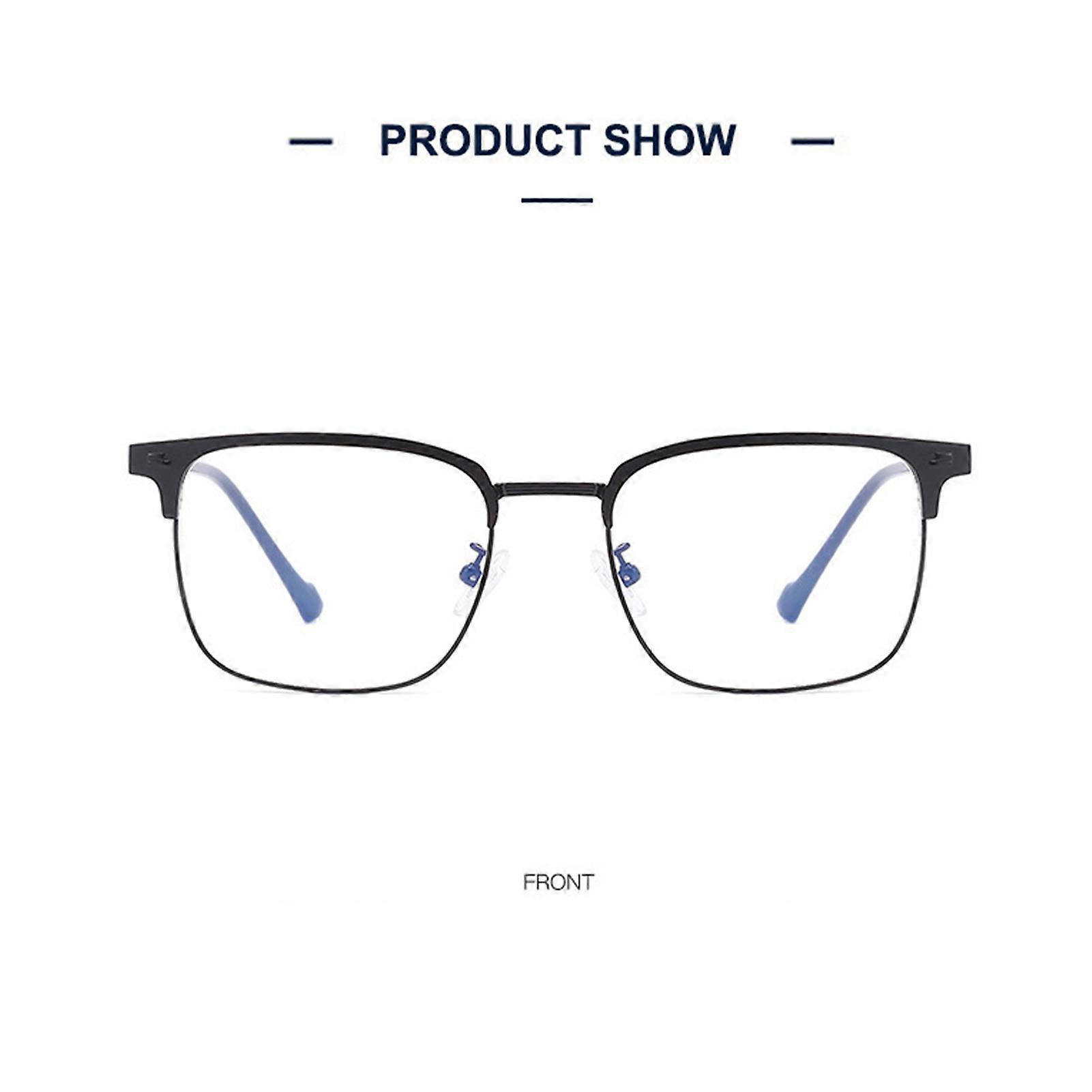 Business Blue Light Filter Glasses Large Metal Square Anti UV Ray ...