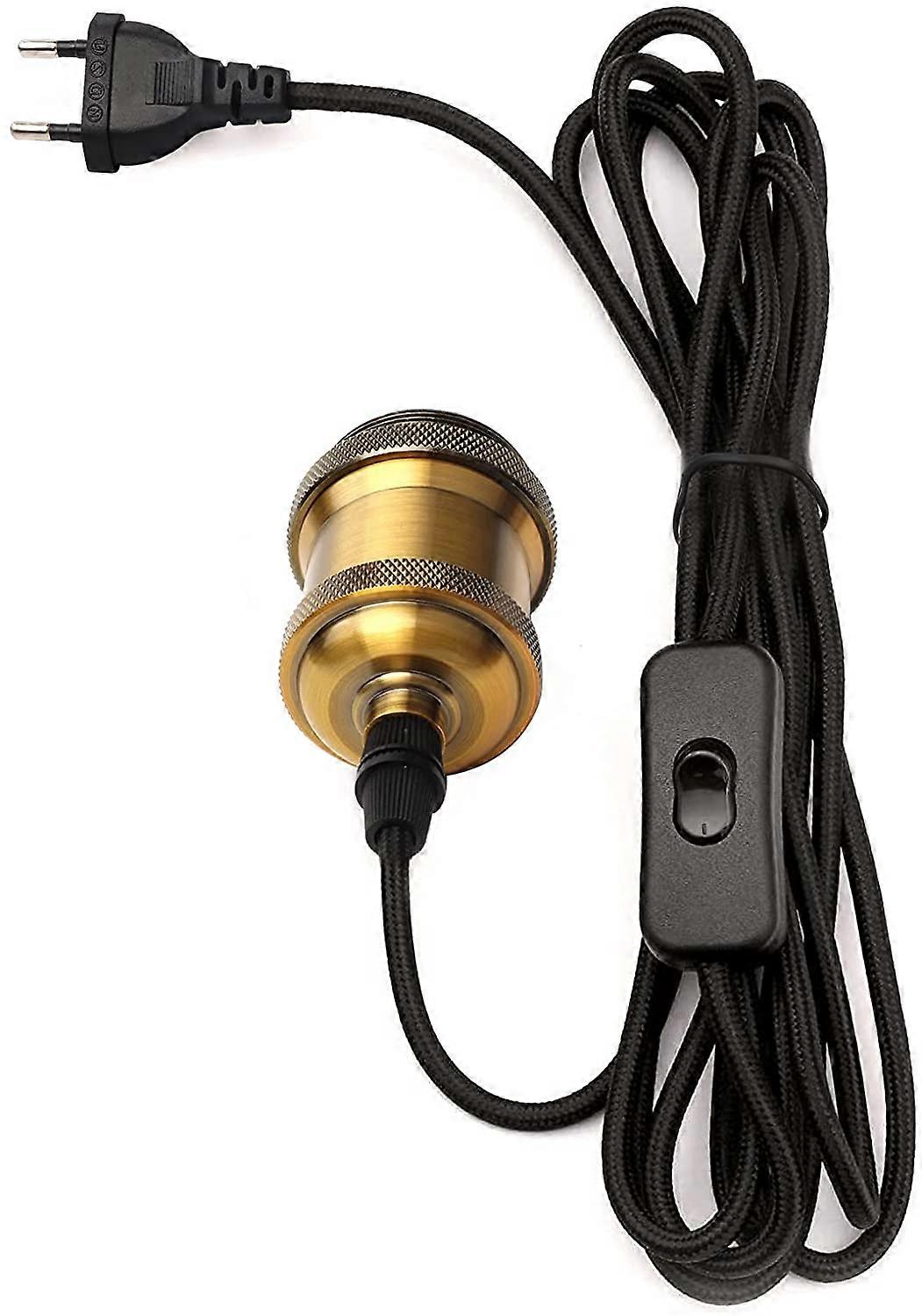 E27 Socket with Switch, 1.2 Meters Cable Cloth Electrical Wire for Bulb ...