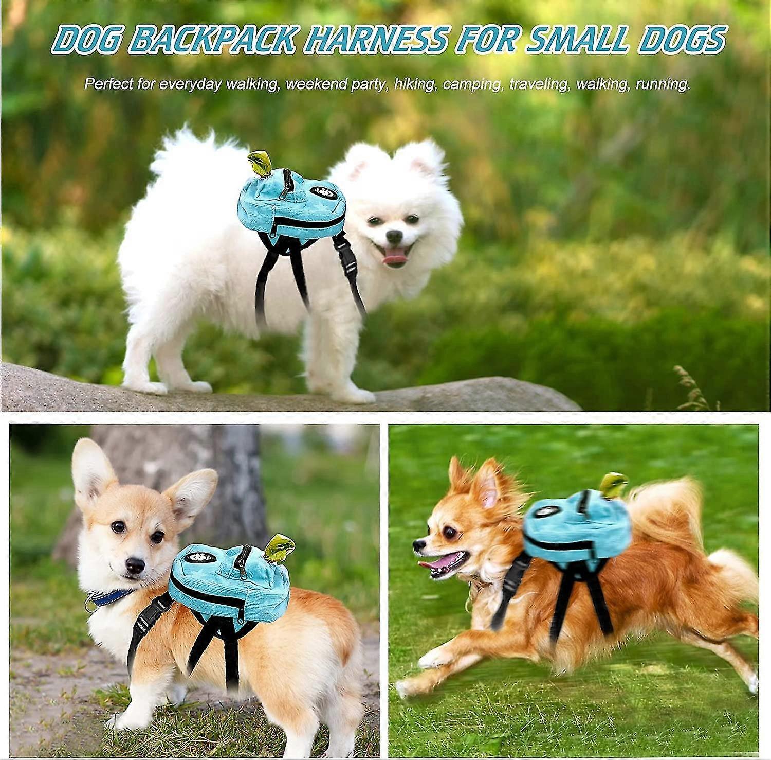 Dog Backpack Harness With Leash, Built-in Dog Poop Bag Dispenser ...