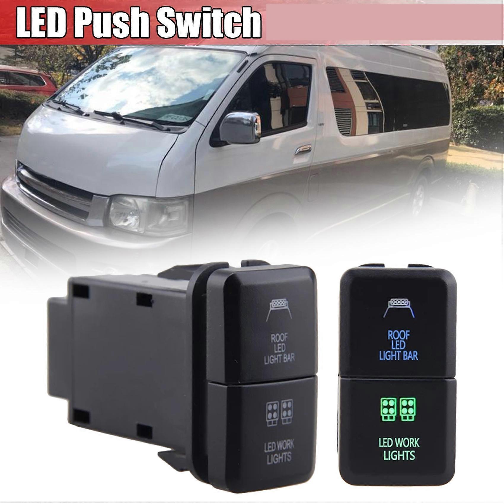 12V Car Dual LED Light Bar Blue/Green On-Off Push Switch Button for ...