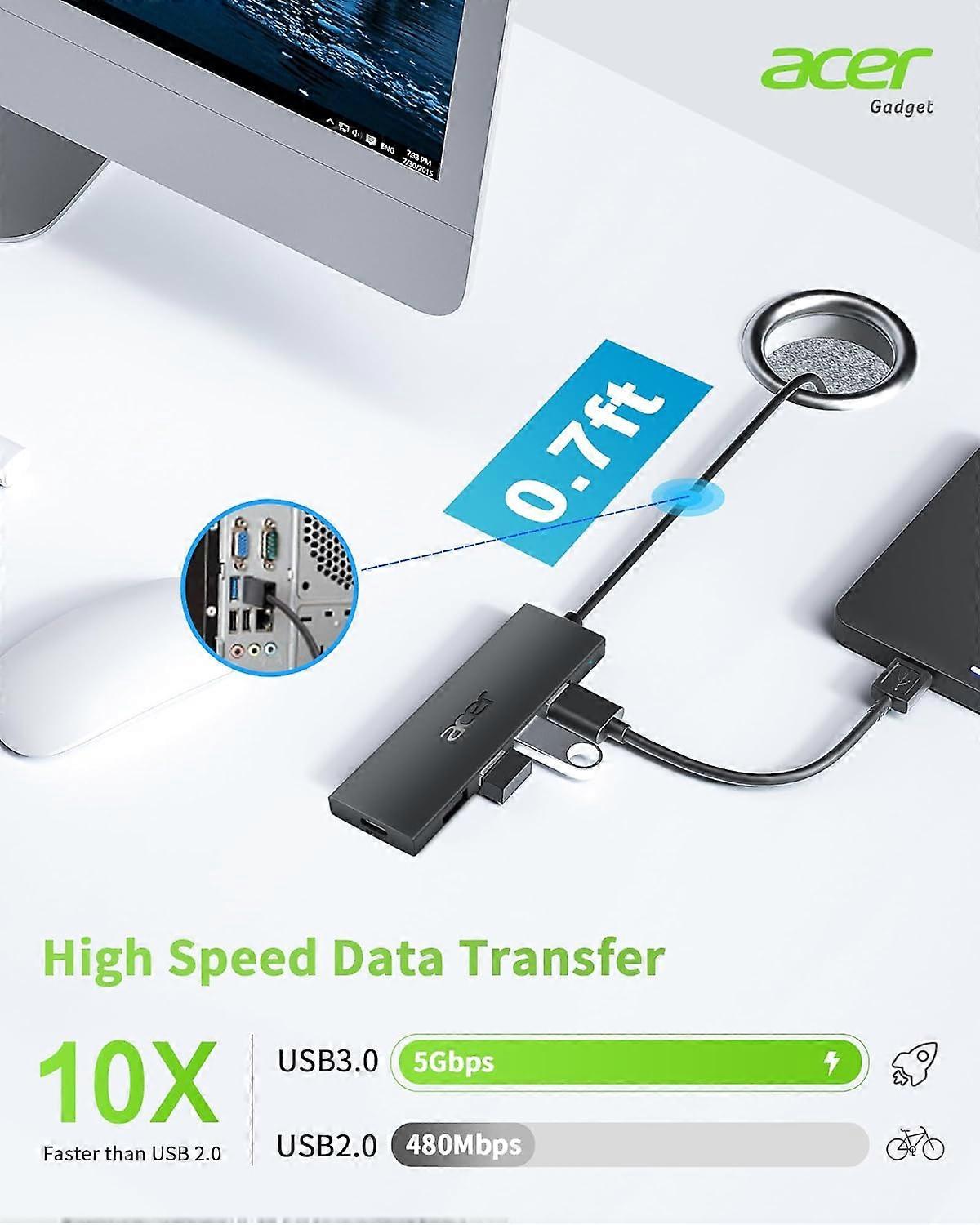 USB Hub, 4 Ports Multiple USB 3.0 Hub, USB Data Hub for Laptop with USB ...