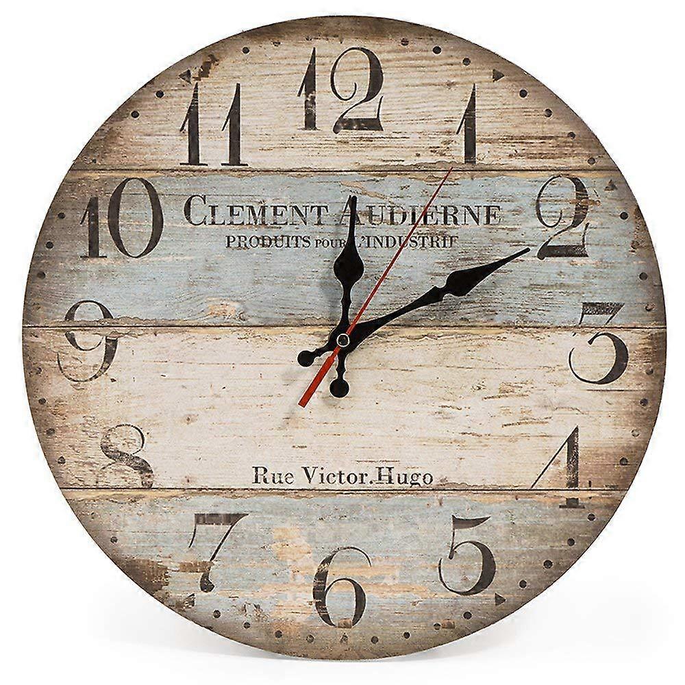 One Piece Vintage Country Wall Clock, Silent Wooden Dial Timer Clock ...