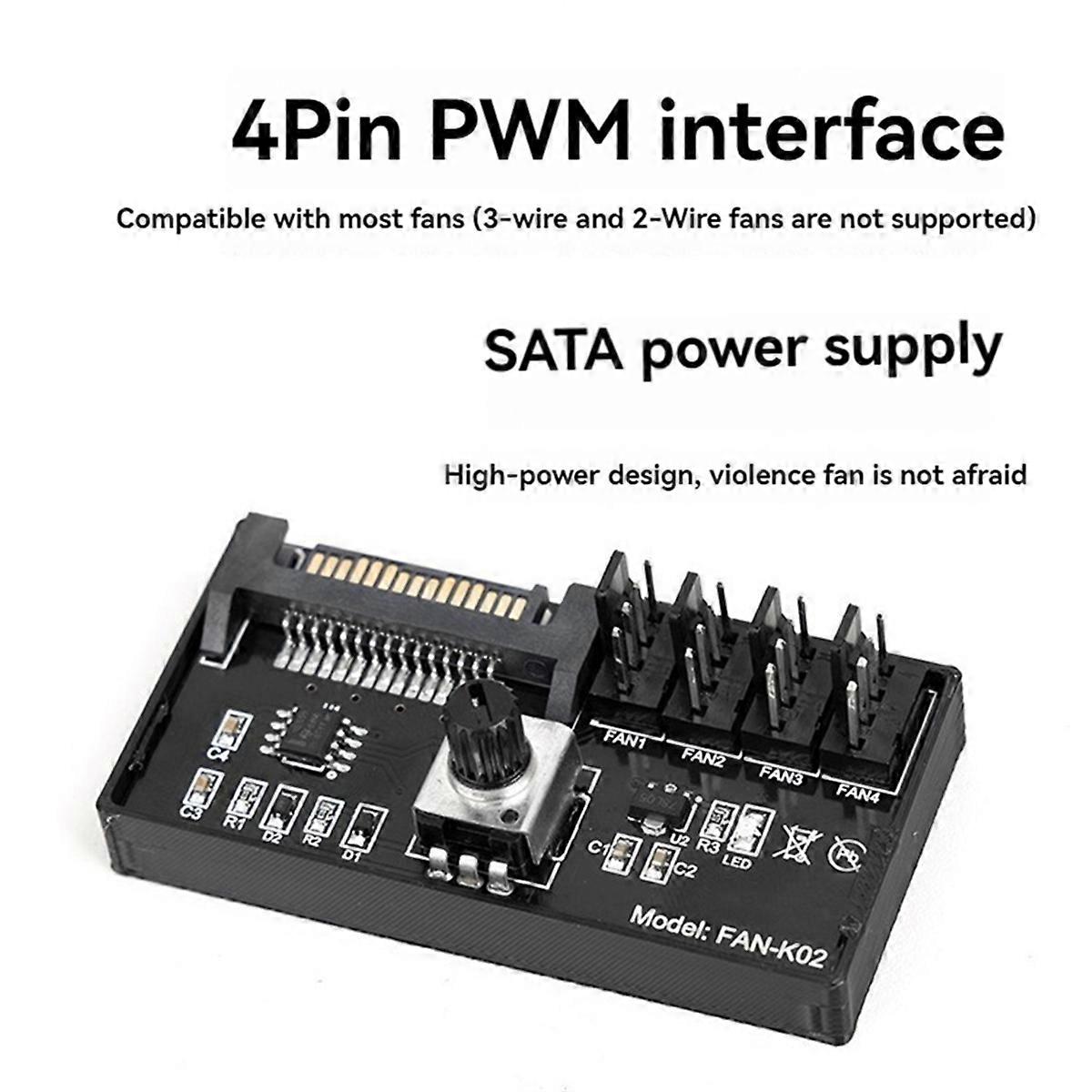 PWM Fan Speed Controller High Power Sata DC Power 4Pin Fan Governor NAS ...