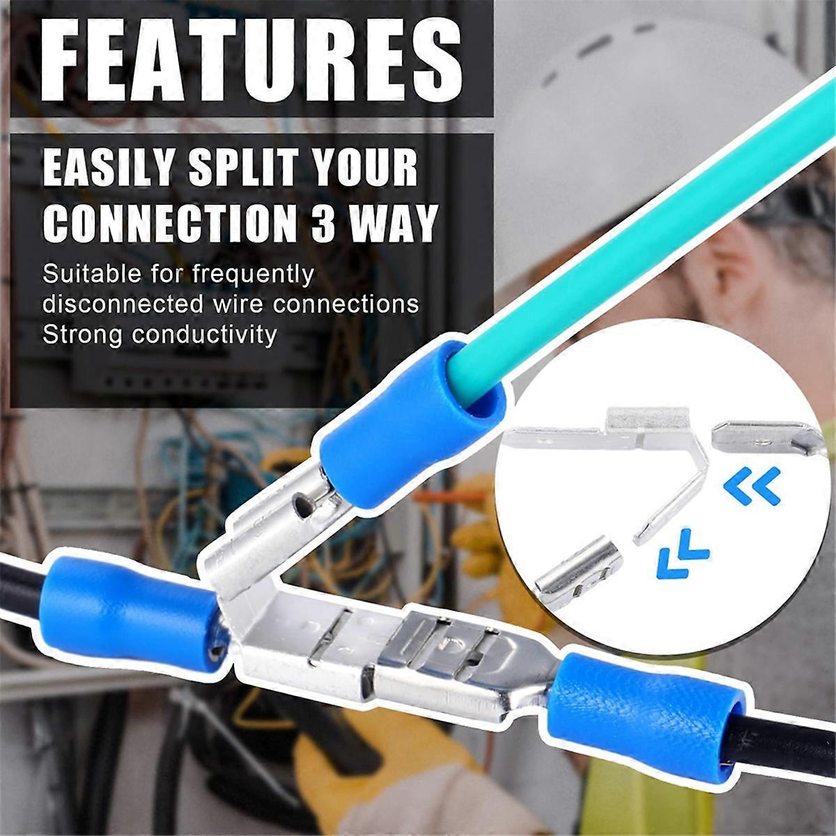 25 Pcs Double Piggyback Spade Connectors,Female Male Quick Disconnect ...