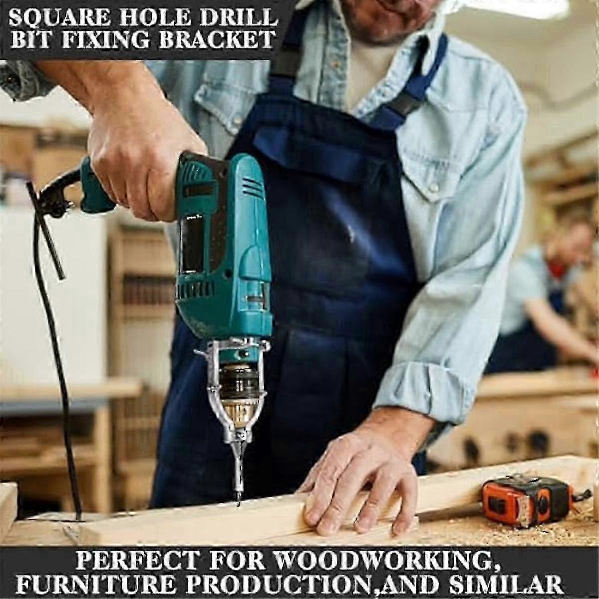 Square Hole Drill Bit Adapter and 4 Drill Bits for Drill Press Hollow ...