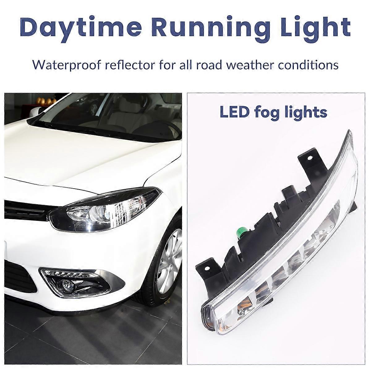 1Pair Car LED DRL Fog Light for Renault Fluence 2014+ Auto Driving Lamp Daytime Running Light ...