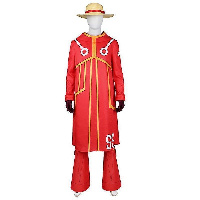 Red Pirate Captain Cosplay Costume Anime Adventure Uniform Set with Hat ...