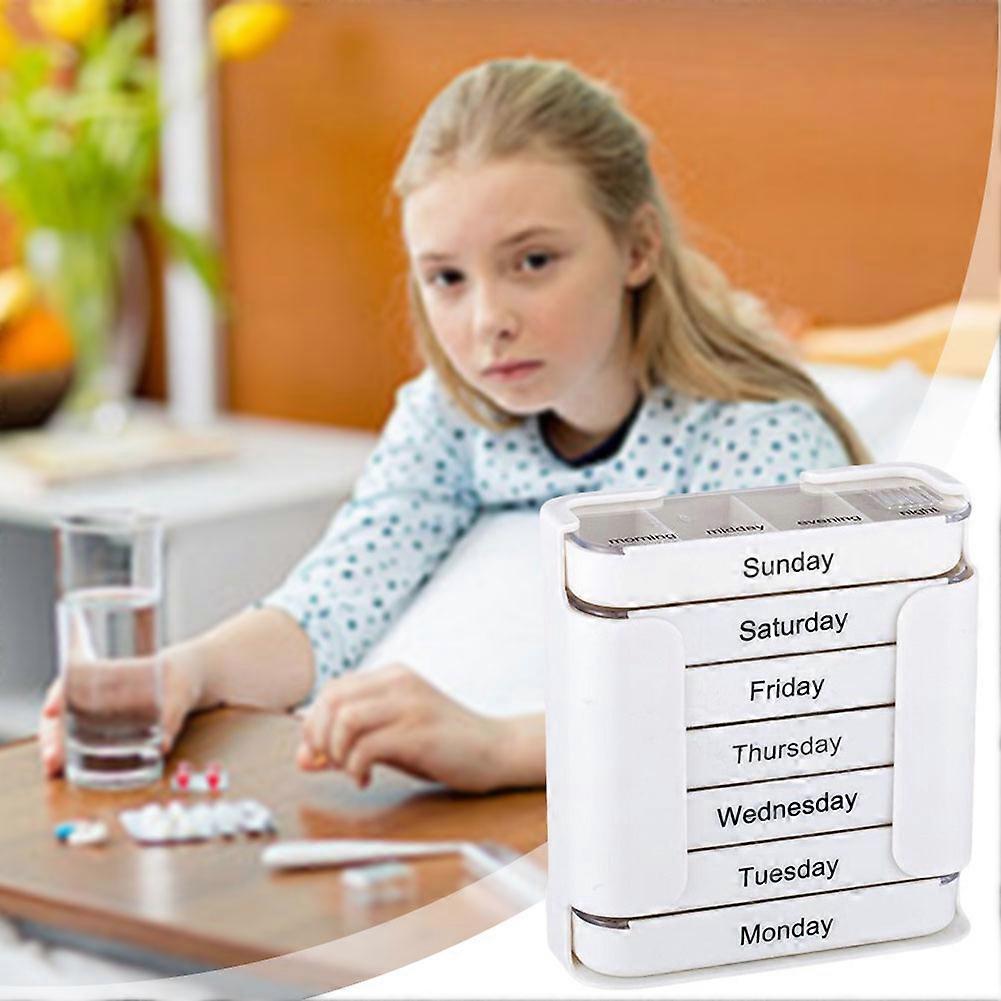 7 Day Pillbox Organizer Stackable Weekly Medicine Holder with Reminder ...