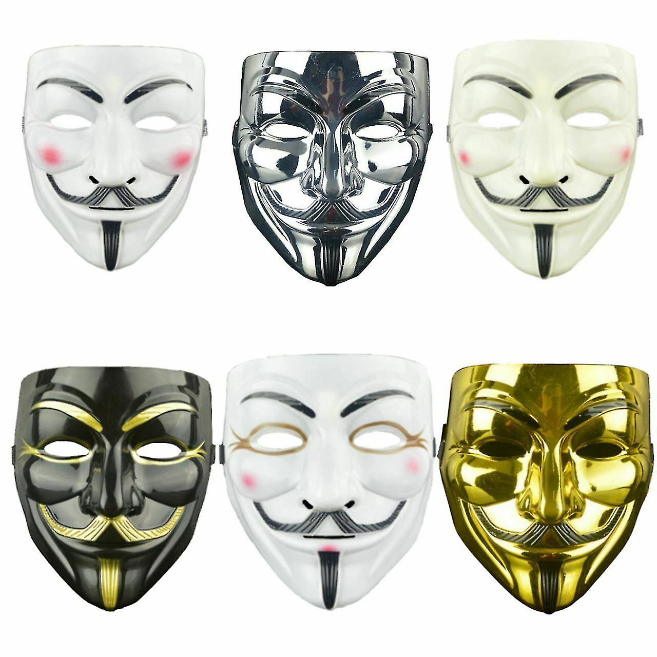 Anonymous Vendetta Guy Fawkes Hacker Face Mask Adults Halloween Fancy ...