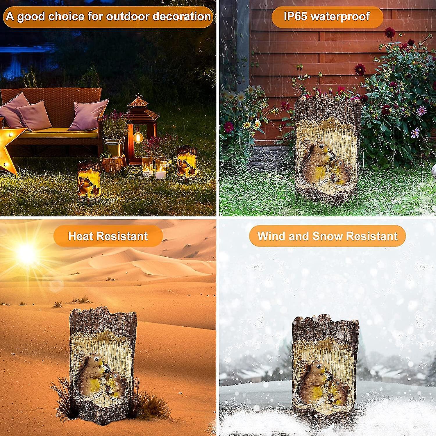 Solar Powered Garden Light, Kagoling Squirrel Garden Ornament ...