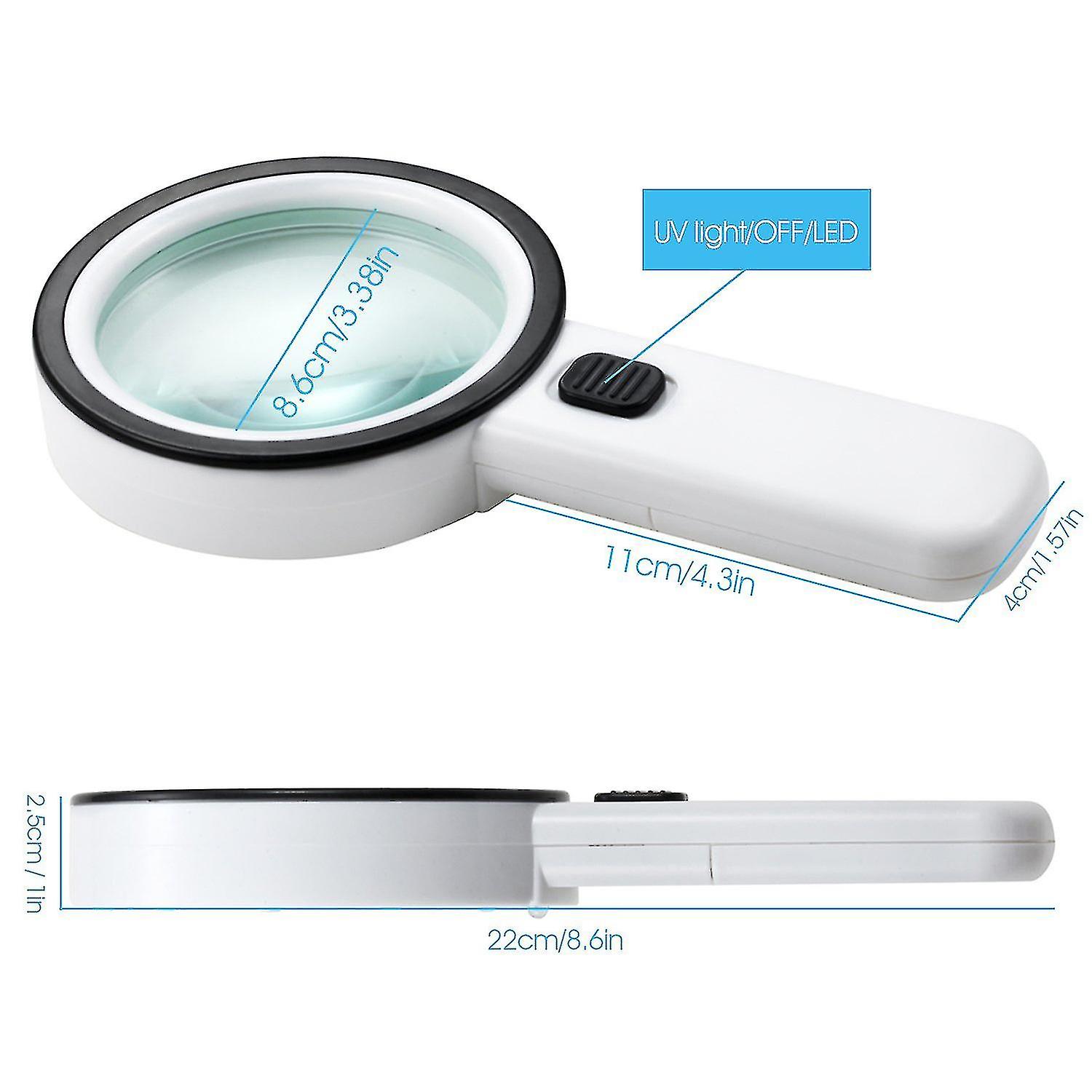 Extra Large Handheld Strong Magnifying Glass With 12 Led And Uv Light ...