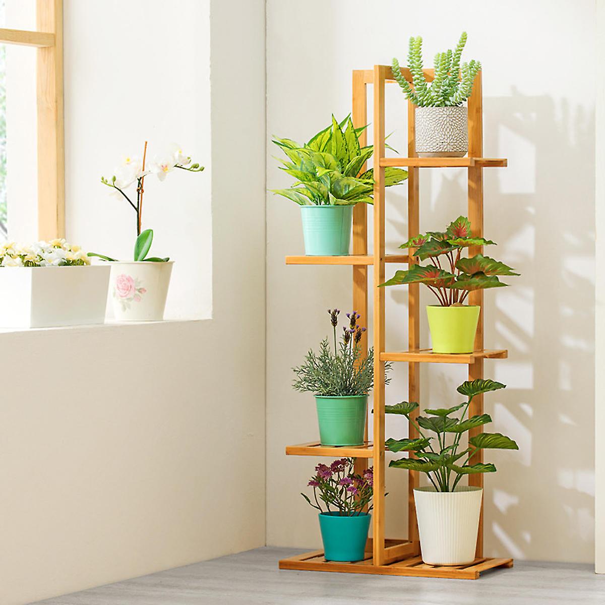 Plant Stand Flower Shelf Multi-level Indoor Balcony Green Porch Solid Wood Living Room Floor ...