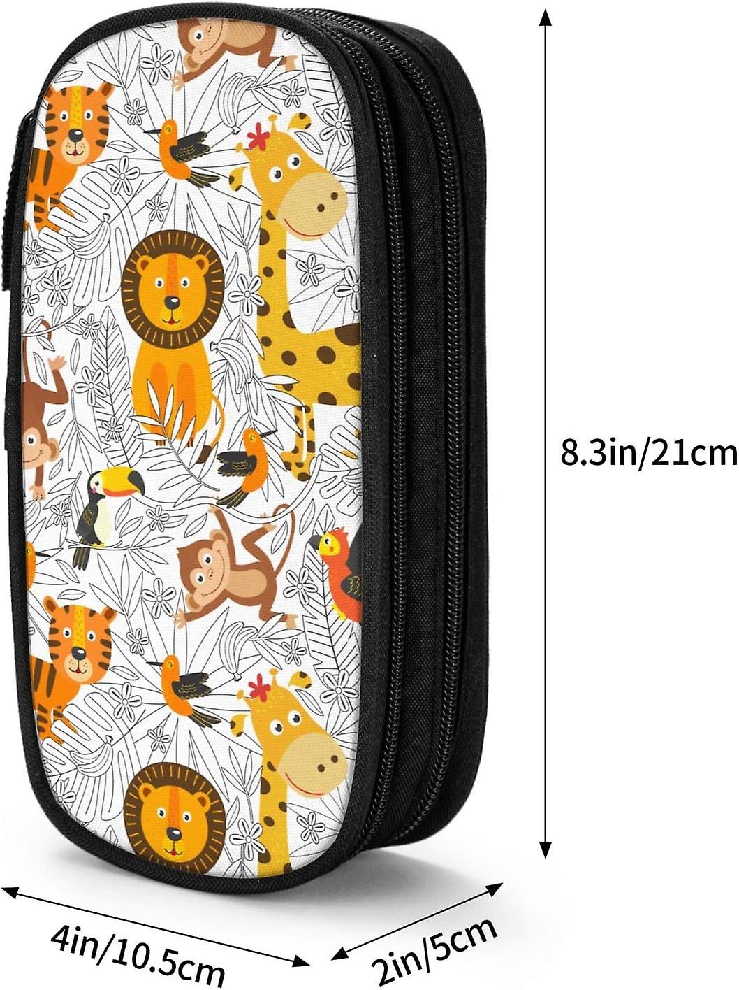Lion Tiger and Monkey Pencil Case Large Capacity Durable Pencil Pouch ...