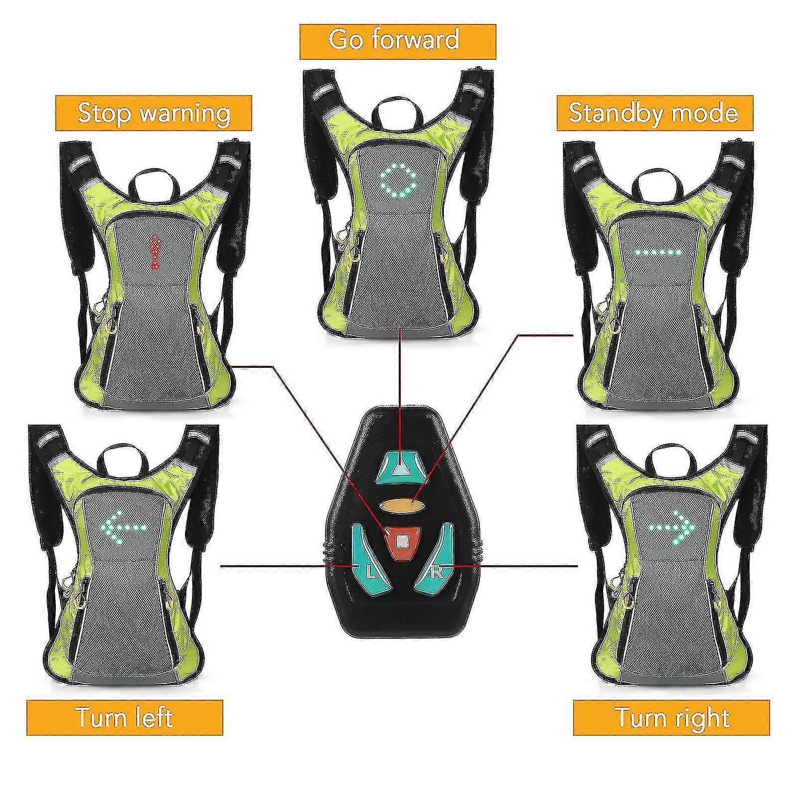 LED Turn Signal Backpack IPX5 Waterproof Reflective Backpack with ...