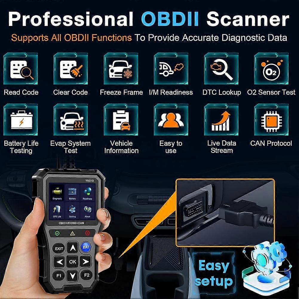 YM519 Car OBD2 Scanner Check Engine Car Clear Fault Code Reader Car ...