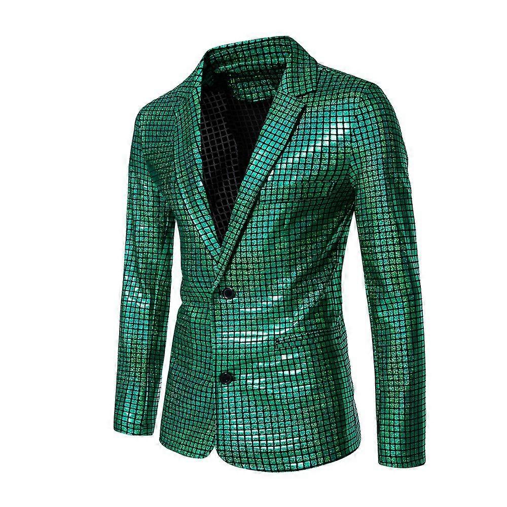 Fashion Men's Two Piece Disco Sets Shiny Jacket and Pants Metallic ...