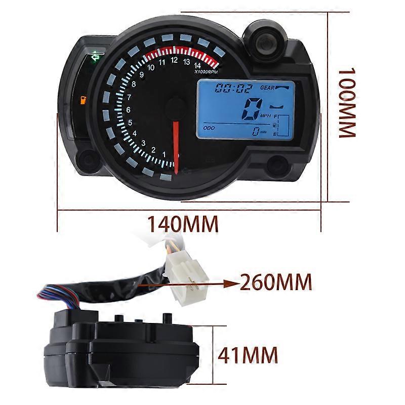 RX2N Tachometer Fuel Meter Motorcycle Speedometer LCD Digital ...