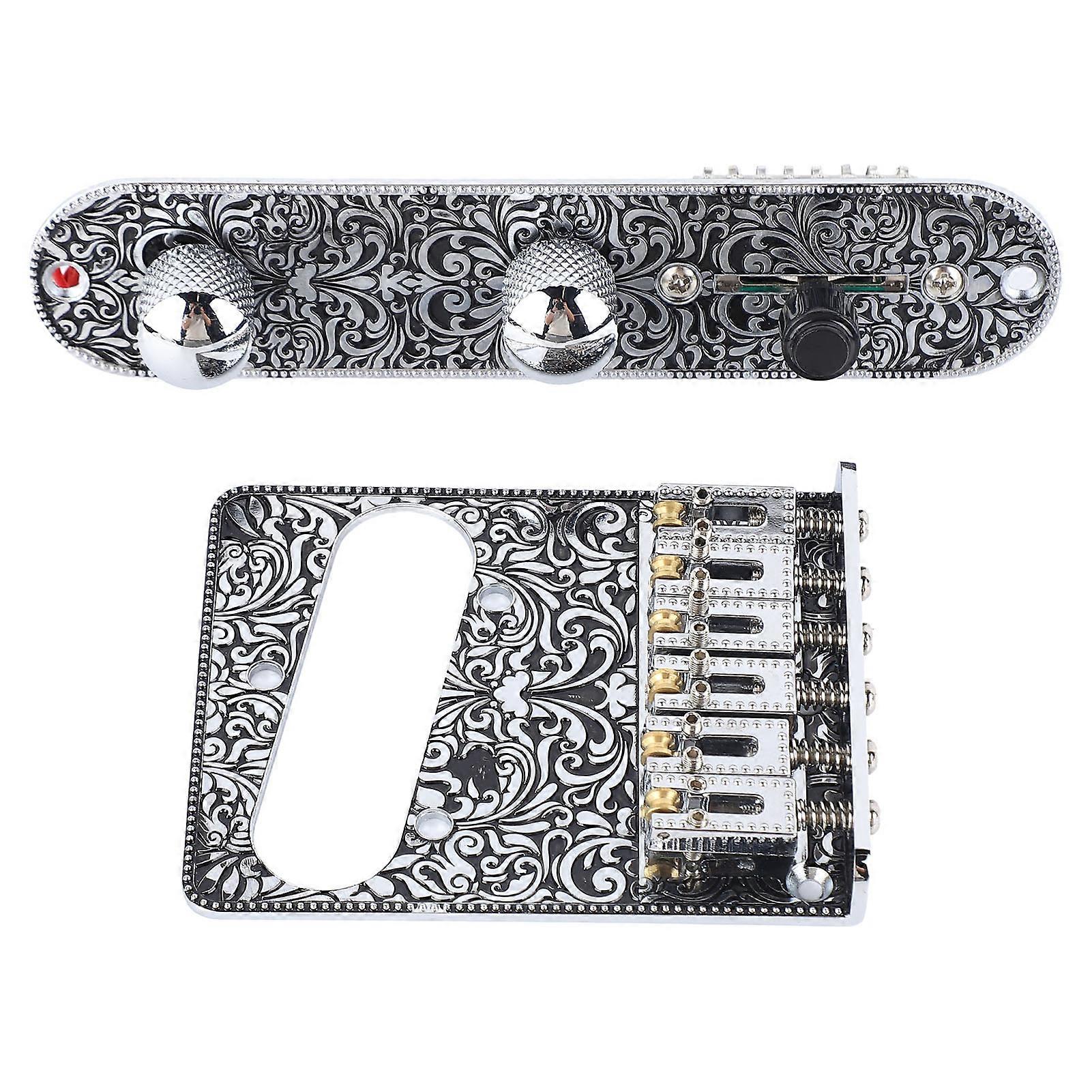 Engraved Electric Guitar Bridge Volume Control Plate Set Guitar Bridge ...