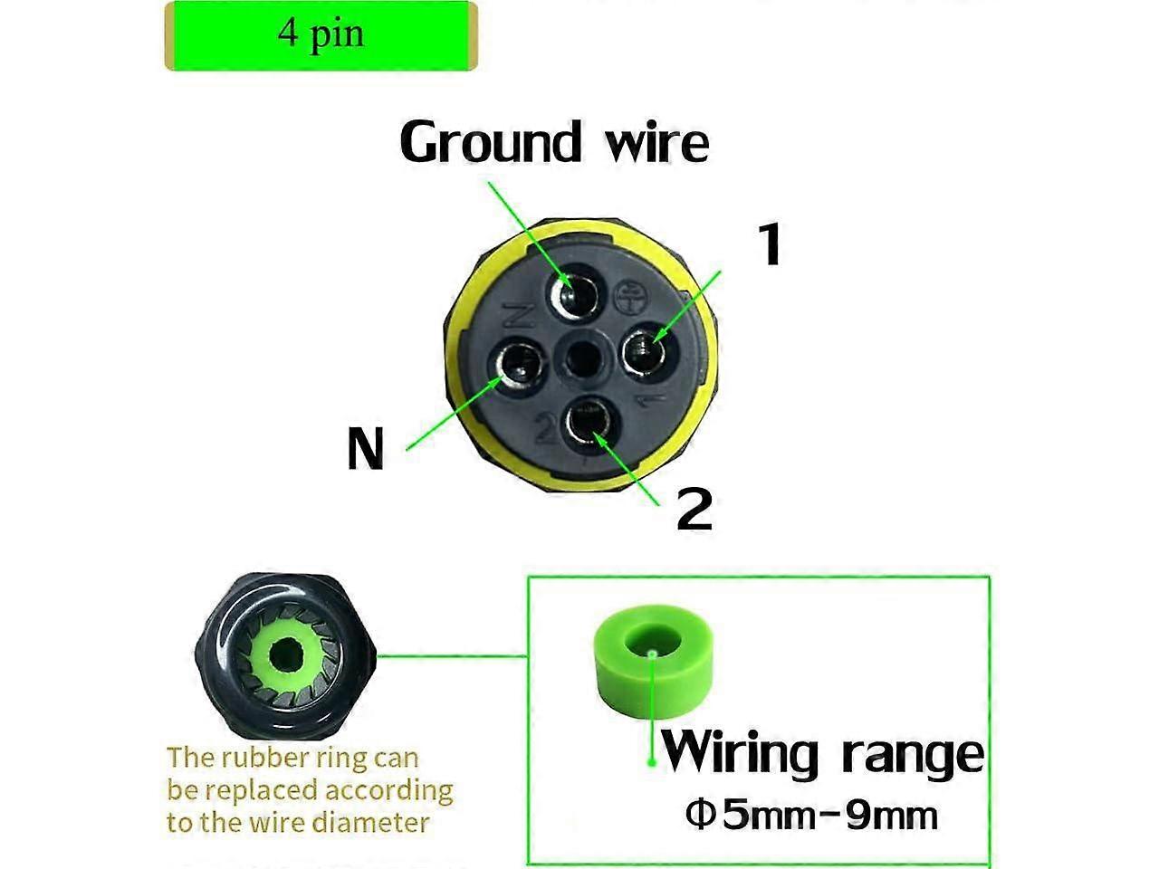 IP68 Waterproof 2 Way 4 Pin Junction Box Electrical Cable Connector,5 ...