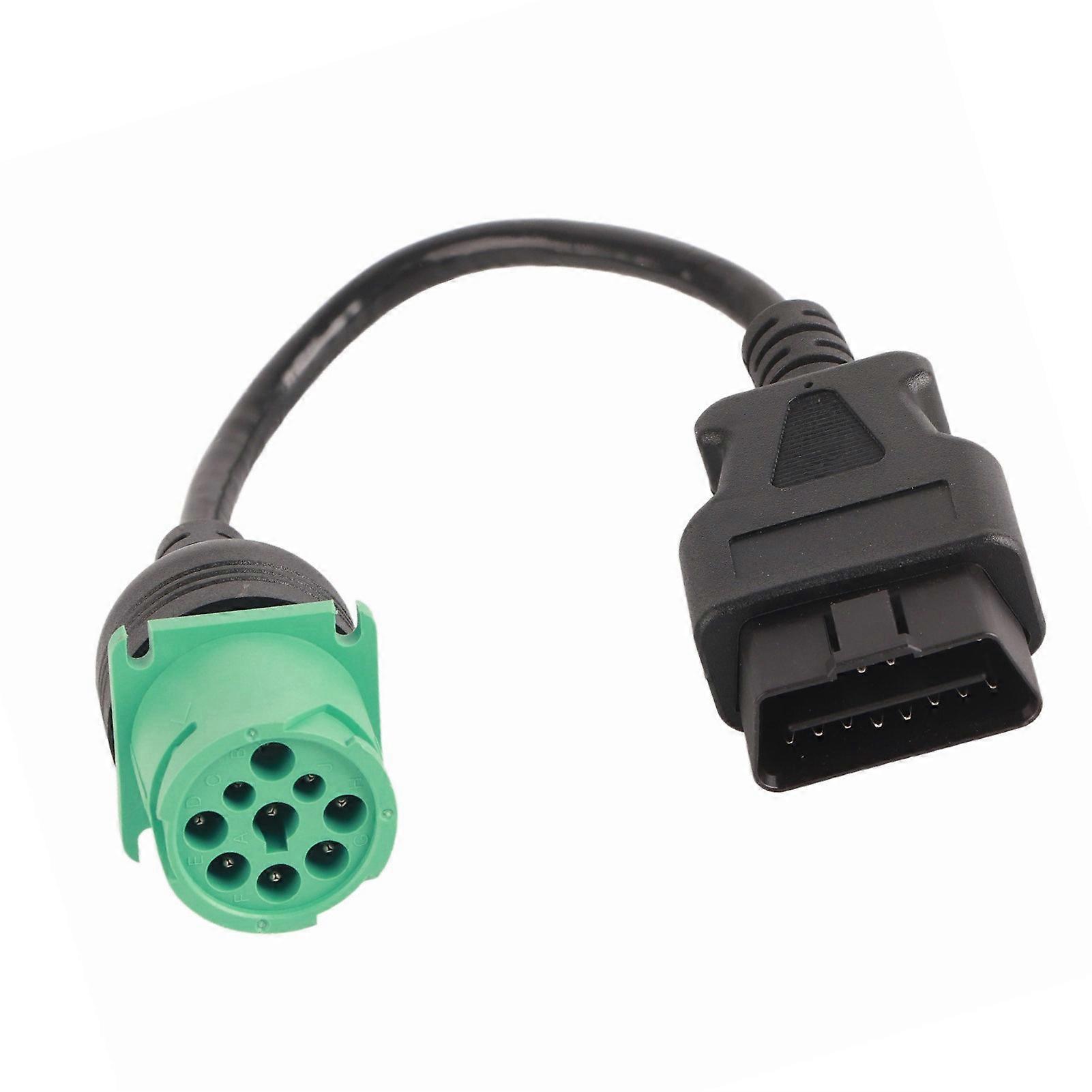 9 Pin Male Head to 16 Pin OBD2 Truck Diagnostic Scanner Cable Adapter ...