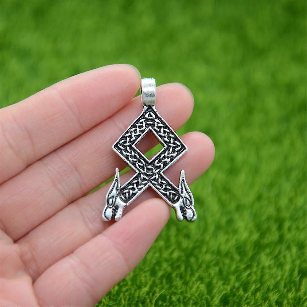 Viking Wolf Amulet Runic Rune Fehu Norse Talisman Irish Knots Jewelry ...