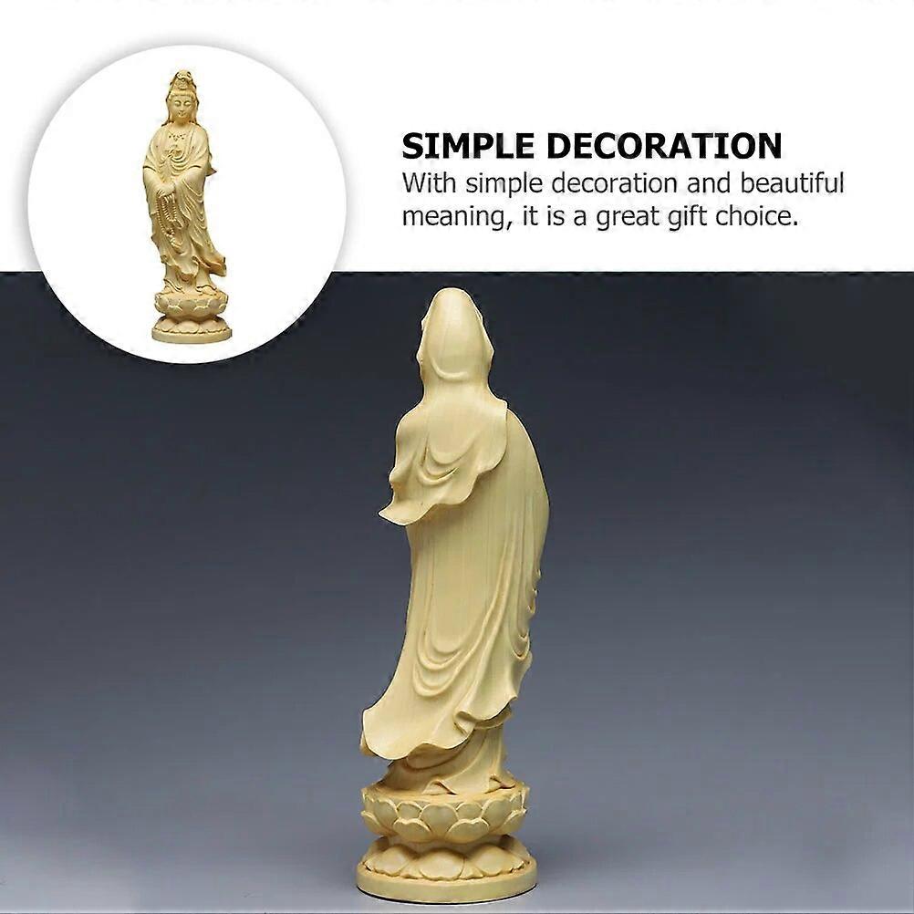 Statue Guanyin Figurine Goddess Sculpture Kuan Quan Buddhism Wooden ...