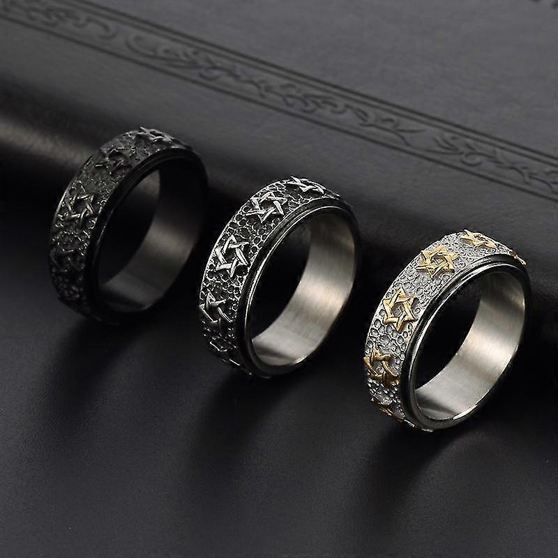 Tilbehør Retro Trend Håndpynt Titanium Stål Mode Seks-monteret Star Rotatable Ring Mænds Ancient ...