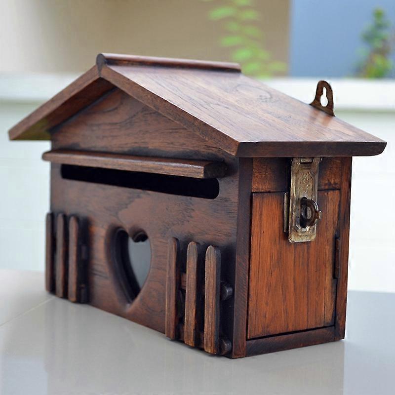 Retro Wooden Post Box Exquisite Mailbox Outdoor Rainproof Suggestion ...