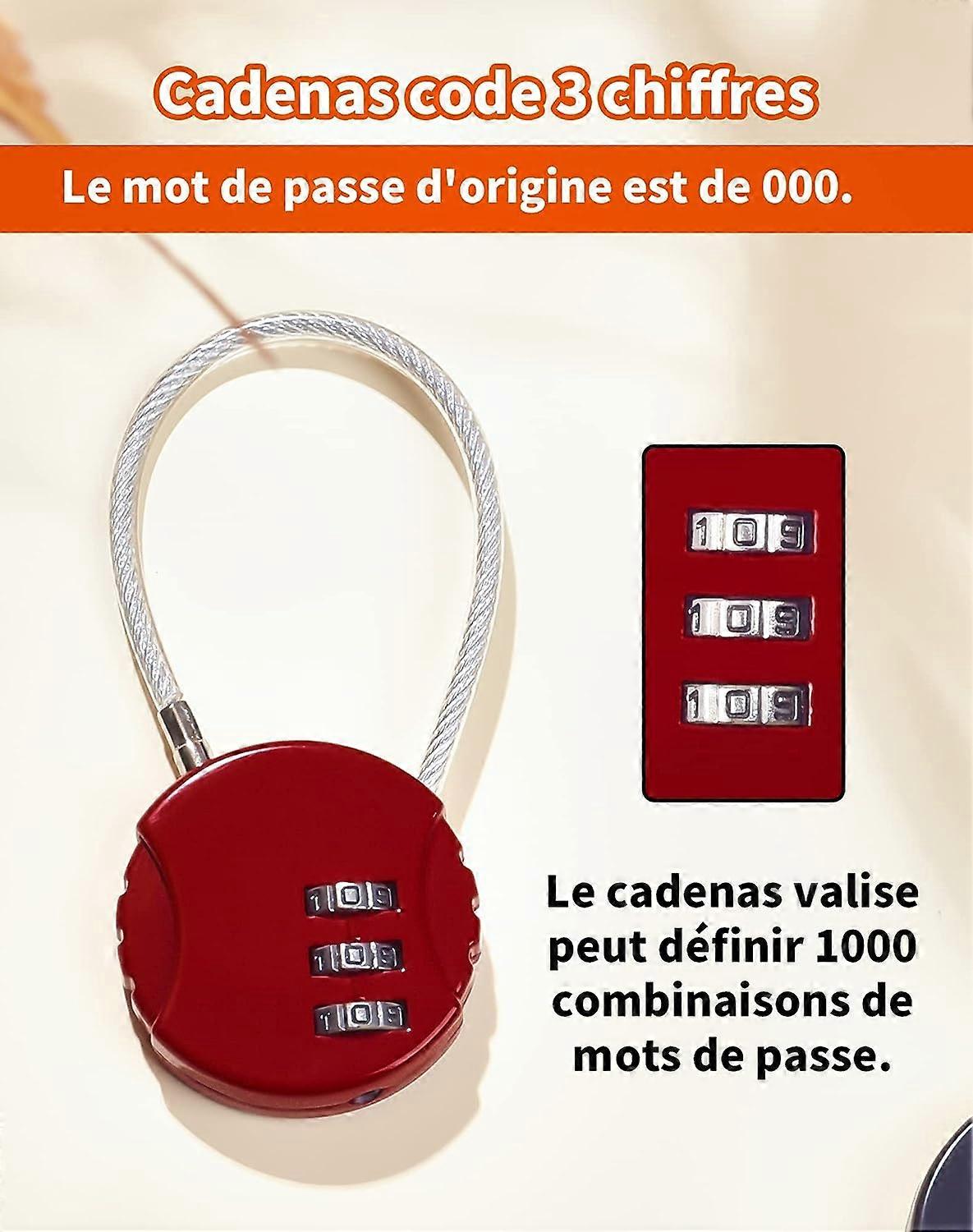 Luggage Lock 3 Digit Cable Lock Suitcase Combination Lock Suitcase Locks Number Code Padlock ...