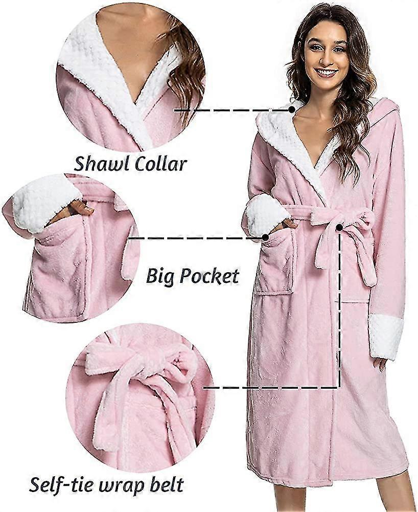 Women Oversized Hooded Dressing Gown Super Soft Sherpa Plush Blanket ...