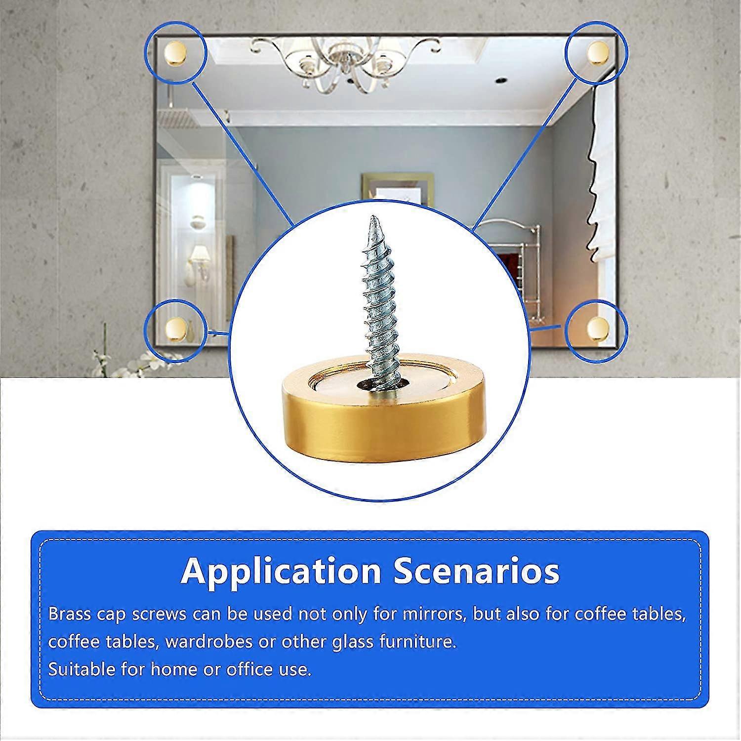 20 Pack 14mm Mirror Screws, Brushed Stainless Steel Screw Caps With ...