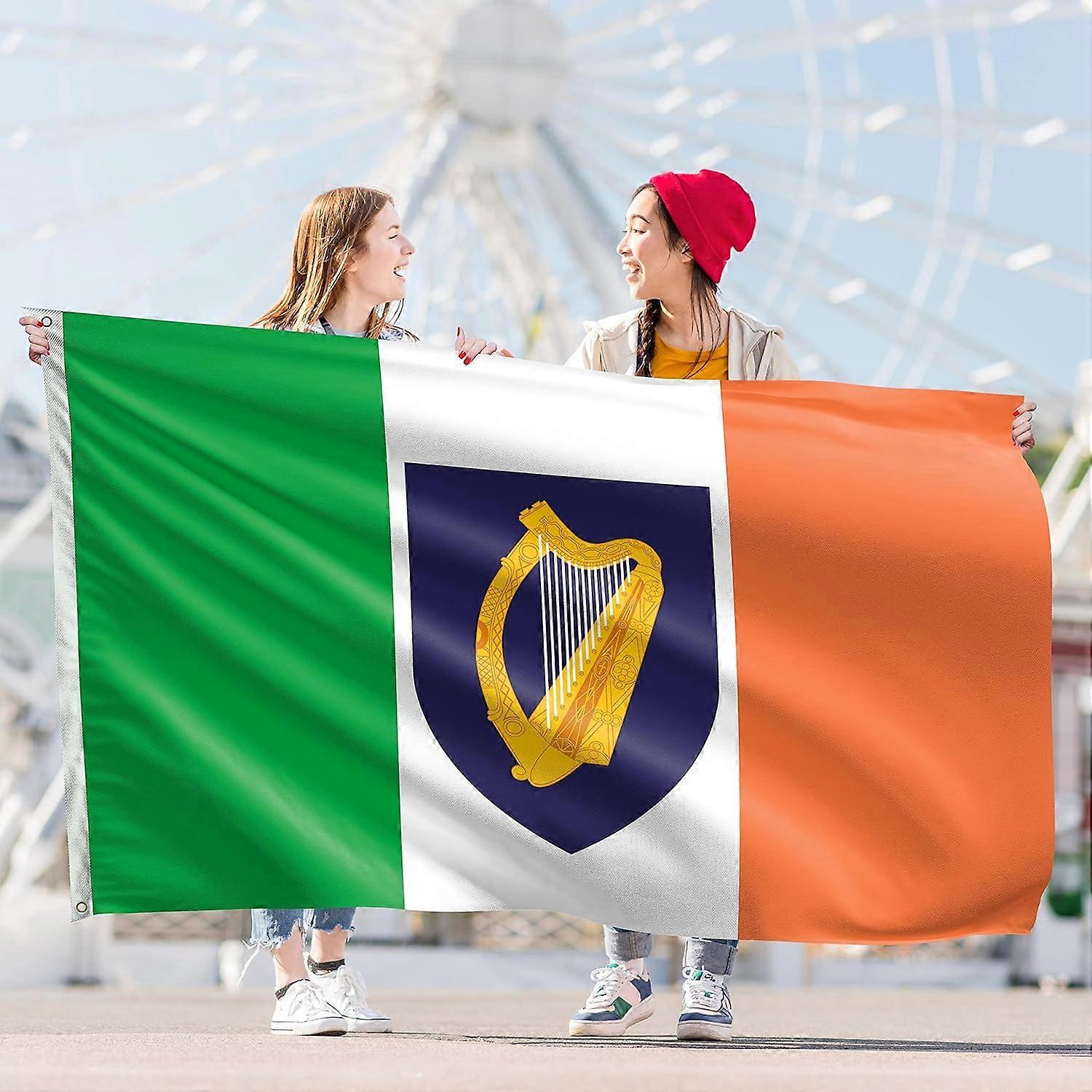 Irish Flag Ireland Flag with Coat of Arms Harp ire tricolour flag 100% ...