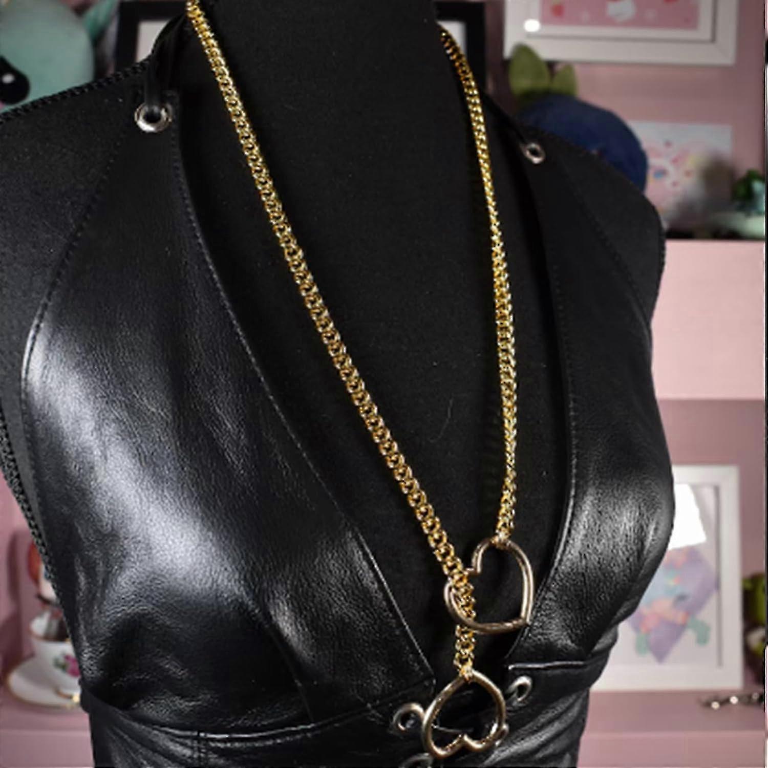 Heart O ring Slip Chain Necklace for Women Stainless Steel Cuban Chain ...