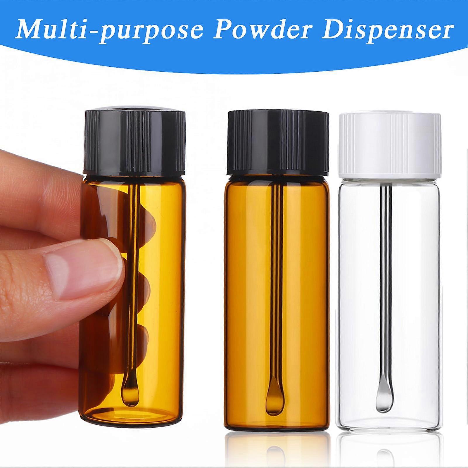 5/10Pcs Glass Powder Dispensing Bottles with Spoons Airtight Travel ...